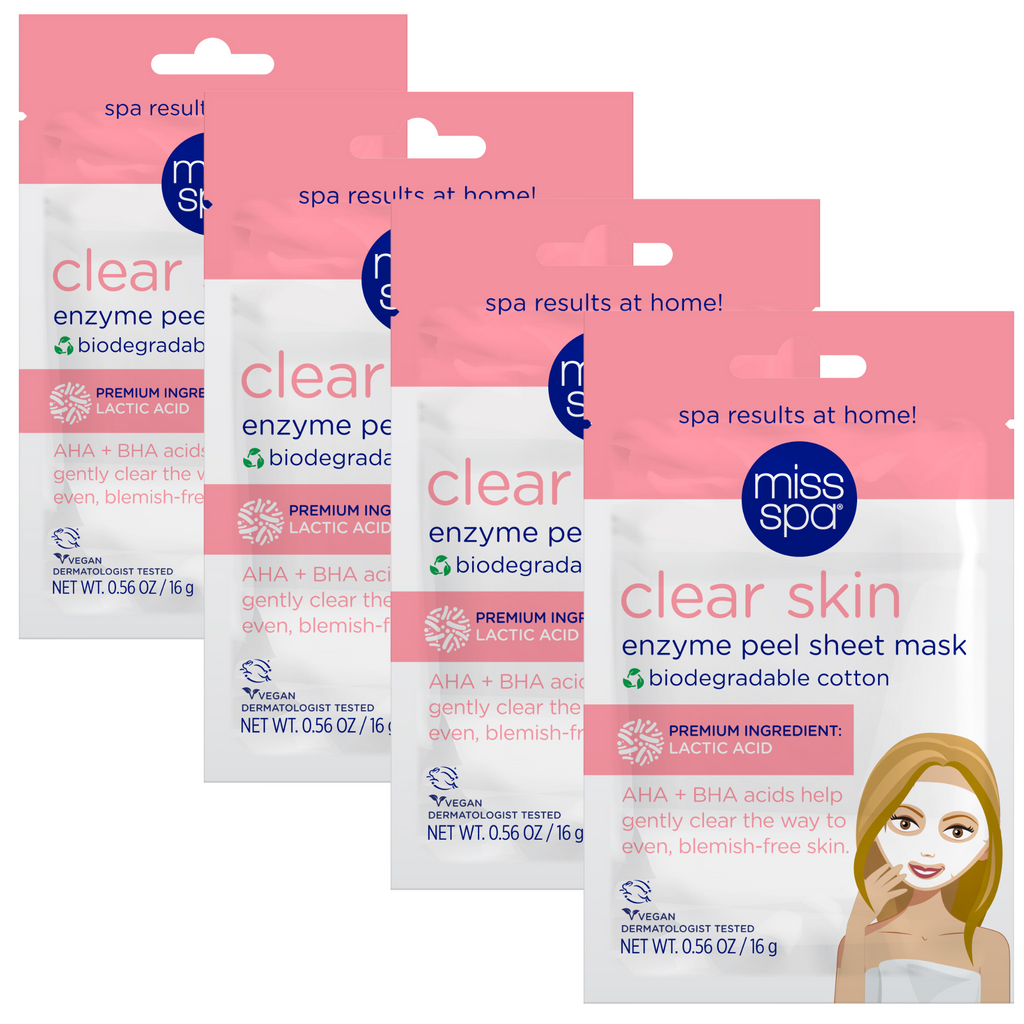 Clear Skin Enzyme Peel Sheet Mask 4 Pack | Miss Spa